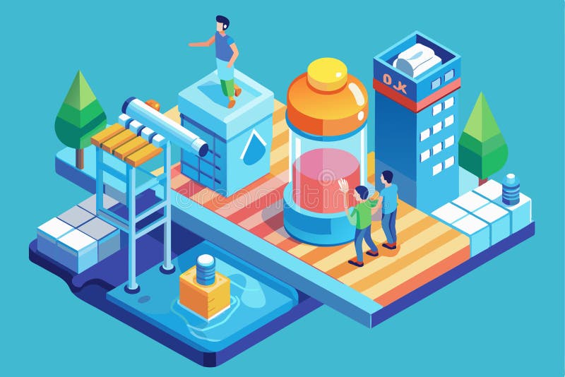 Illustration Showcases People Engaging in Hydration Activities in a ...