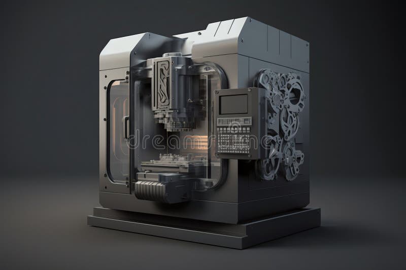 Precision in Action: Illustration of a Modern CNC Milling Machine Stock ...