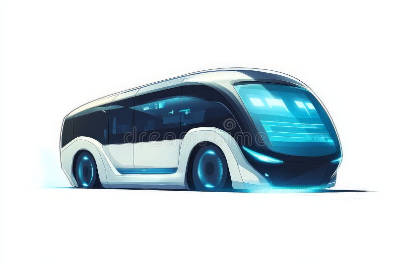 Futuristic Autonomous Bus Design Stock Illustration - Illustration of ...