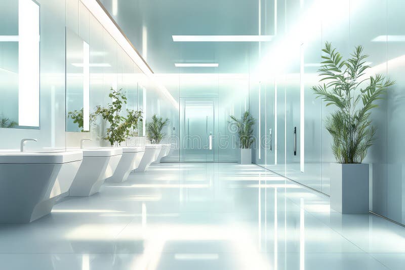 Futuristic Restroom in Train Station Stock Illustration - Illustration ...
