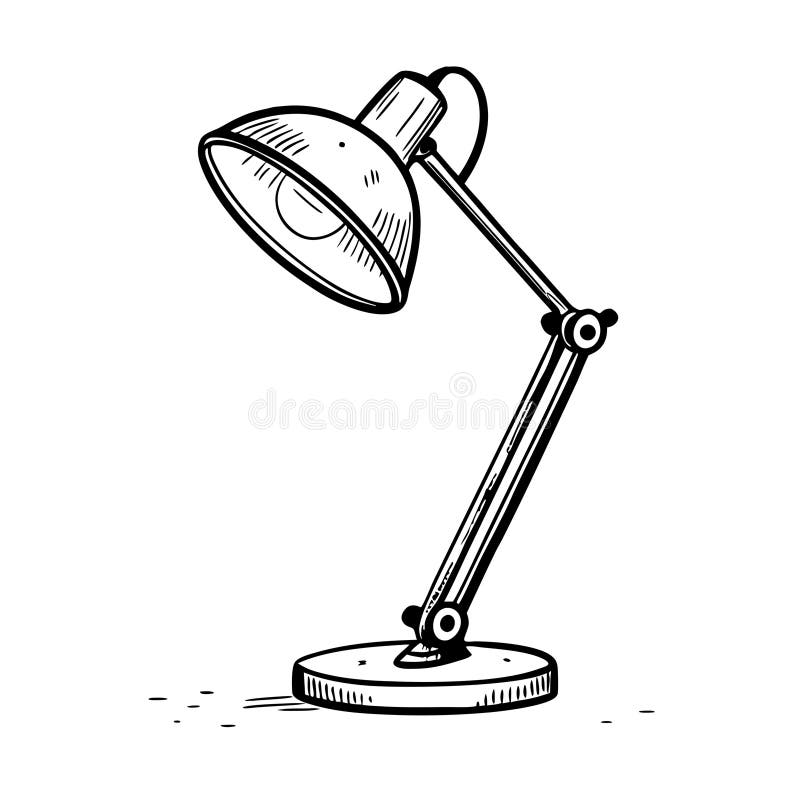 Stylized Table Desk Lamp Illustration for Home Office Decor and ...