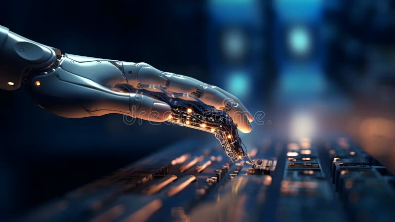 Illustration Showcases the Synergy between a Robot and a Human, Hand ...