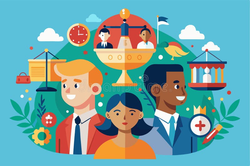 Illustration Showcases Three Diverse Professionals Involved in Teamwork ...