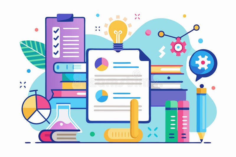 This Illustration Showcases Various Academic Tools Used for Research ...
