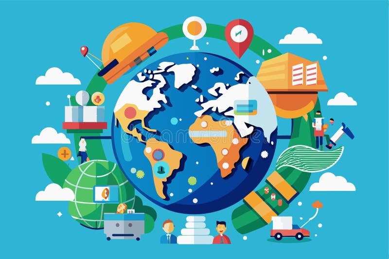 This Illustration Showcases Various Global Activities Emphasizing ...