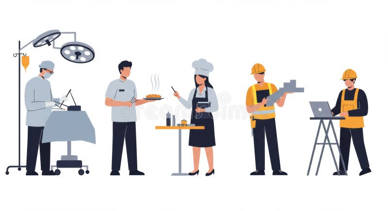 Diverse Professions stock illustration. Illustration of technology ...
