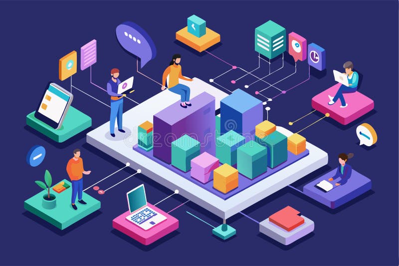 The Illustration Showcases Various Users Interacting with Devices ...