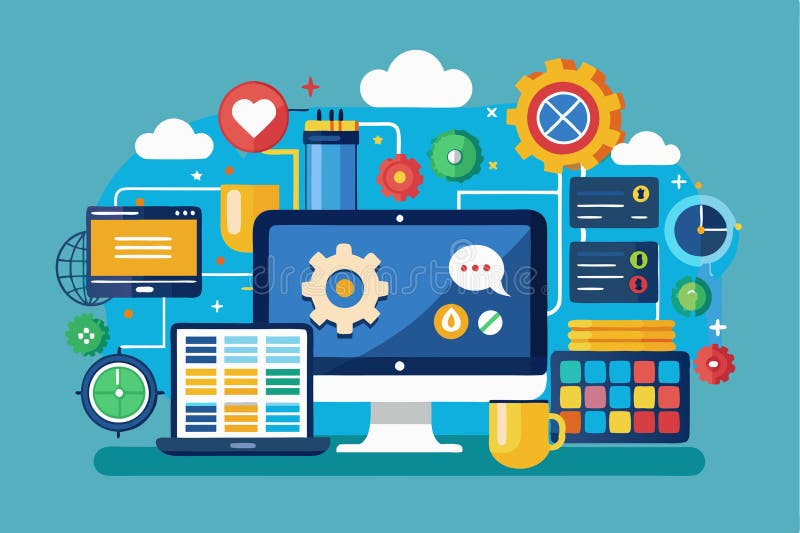 This Illustration Showcases a Vibrant Customizable Operating System ...