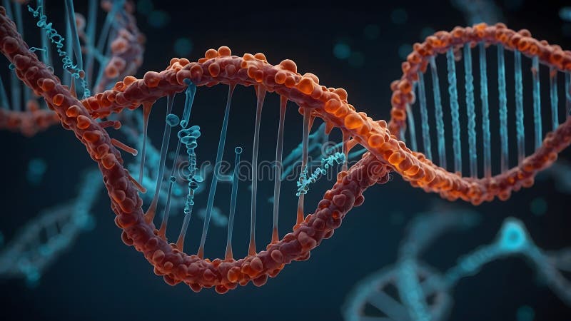 Detailed Depiction of a DNA Double Helix Structure with Vibrant Colors ...