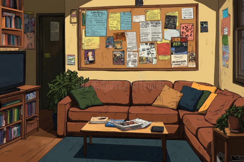Cozy Student Dormitory Common Area Stock Illustration - Illustration of ...