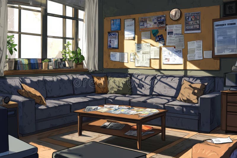 Cozy Student Dormitory Common Area Stock Illustration - Illustration of ...