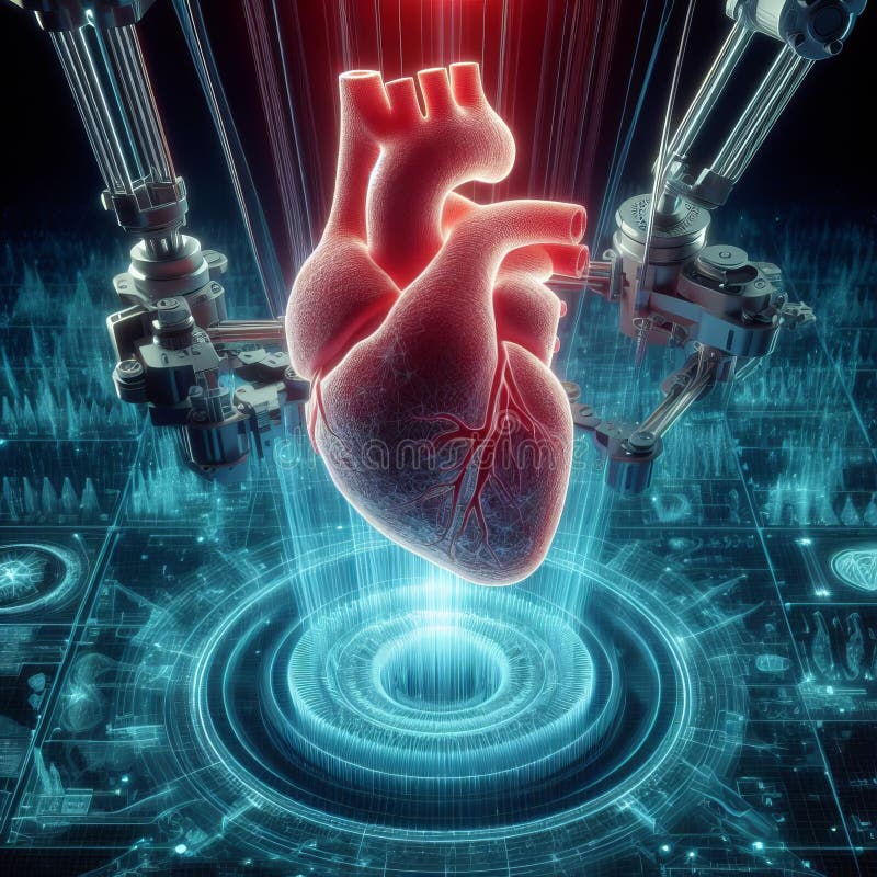 Robotic Arms Interacting with Virtual Heart Stock Photo - Image of ...