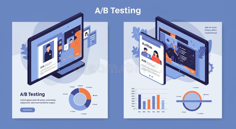 Illustration Showcasing a B Testing Concepts. Two Main Panels Display ...