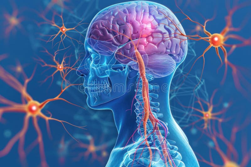 In-Depth Anatomy Illustration of Human Brain and Nervous System with ...