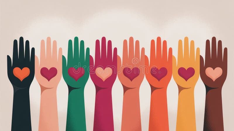 Diverse Hands United in Love and Solidarity Stock Illustration ...