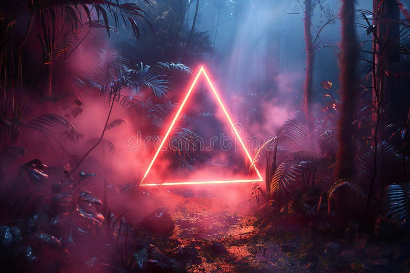 Showcasing Neon Triangle Light in the Jungle, High Quality, High ...