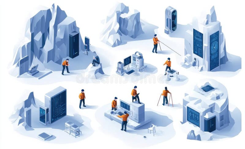 Technological Exploration in Snowy Terrain Featuring Futuristic ...