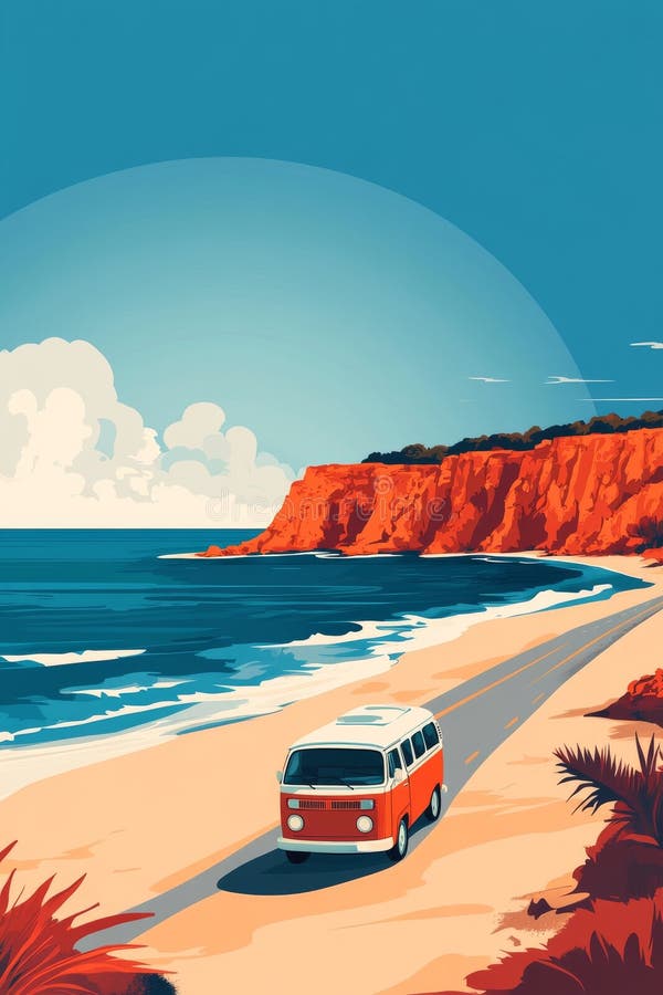 An Illustration Showcasing a Scenic Drive on a Cliff-hugging, Highly ...