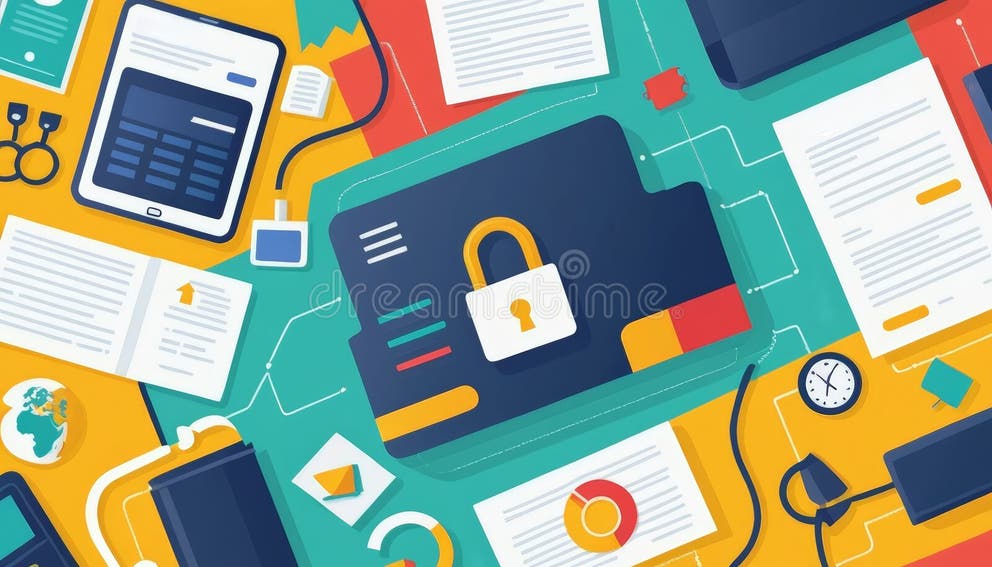 Illustration Showcasing a Secure Data Management Concept with Digital ...