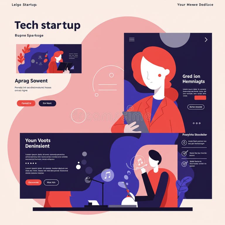 Illustration Showcasing a Tech Startup Theme with an Abstract, Flat ...