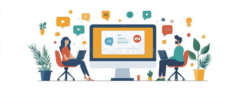 Collaborative Online Workspace Setup with Two People Communicating Via ...