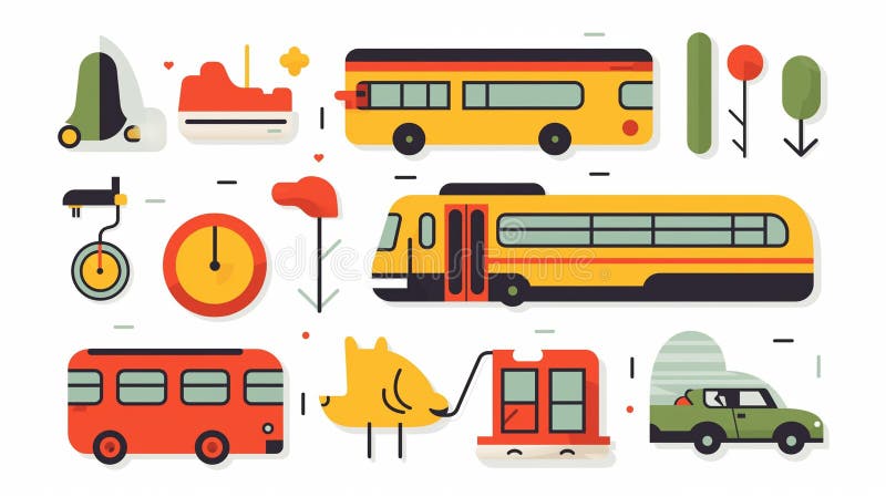 Illustration Showcasing Various Modes of Transportation Integrated with ...