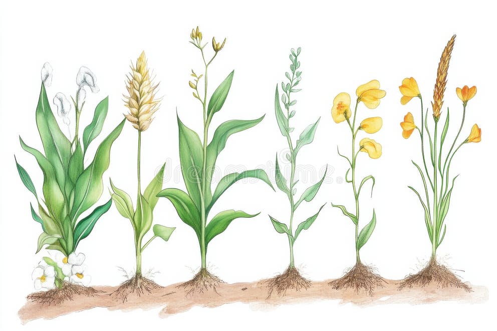 Illustration Showcasing Various Parts of the Husk Plant Side by Side ...