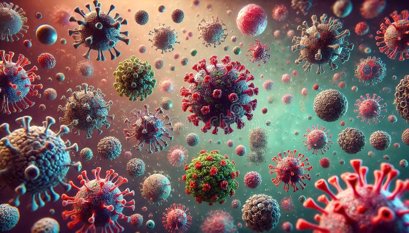 An Illustration Showcasing Viruses of Various Shapes, Including ...