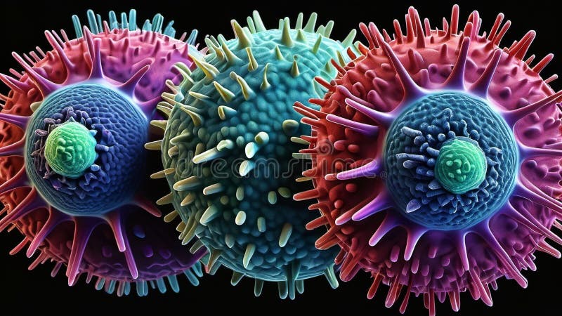 An Illustration Showcasing Viruses of Various Shapes, Including ...