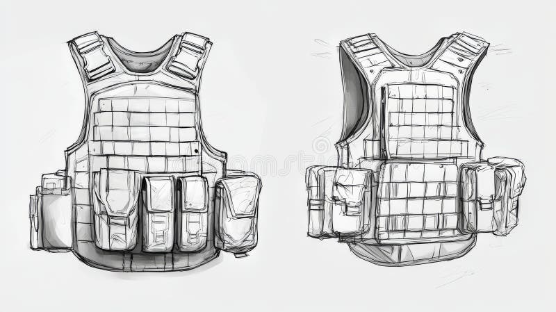 An Illustration Showing Both the Front and Back of a Chest Vest Bag ...