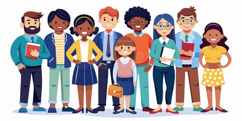 A Diverse Group of Professionals and Students Standing Together ...