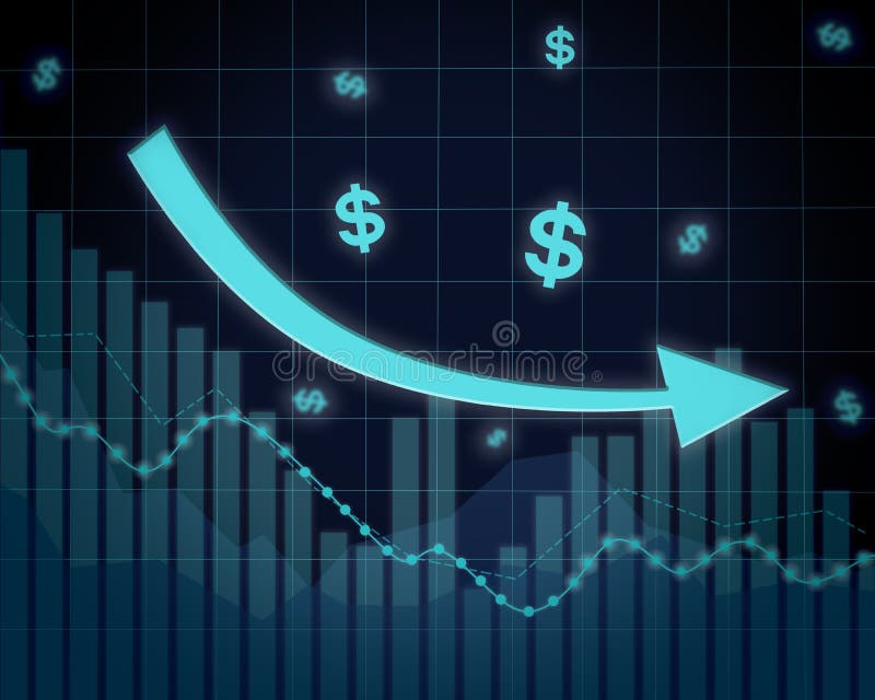 An Illustration Showing Falling Prices with Euro Icons Stock ...