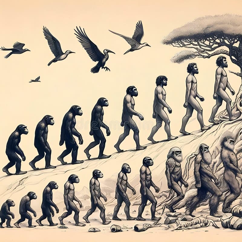 Illustration Showing the Evolution of the Human Species Stock ...