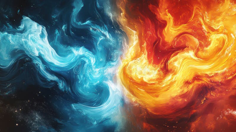 An Illustration Showing Fire, Water, and Earth Elements Blending ...