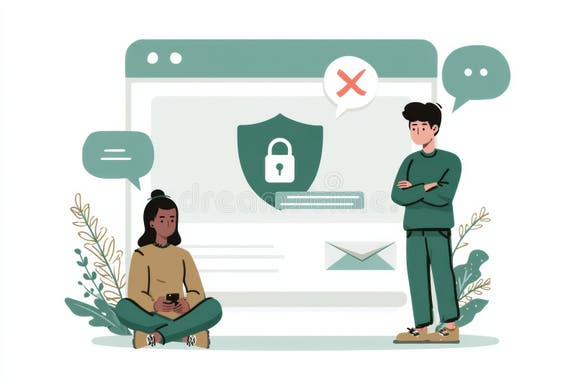 Illustration Showing Firewall Blocking Friendly Messages with ...