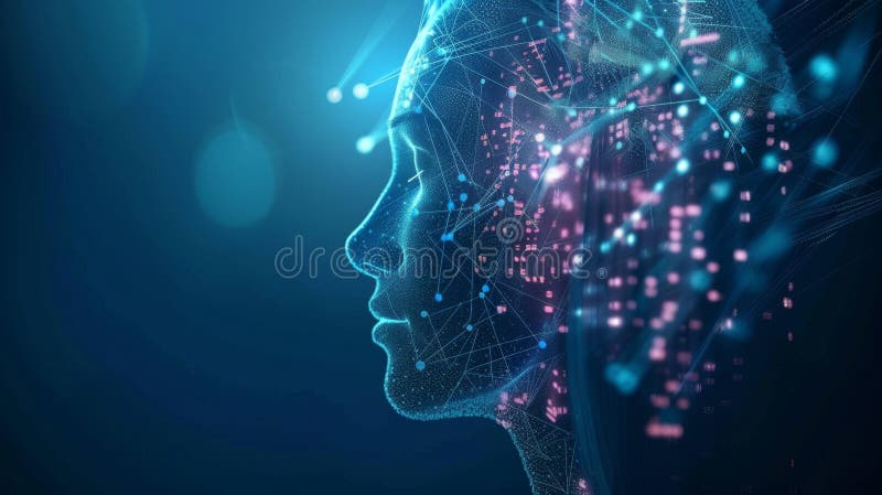 Human Head with Network of Dots Stock Photo - Image of communication ...