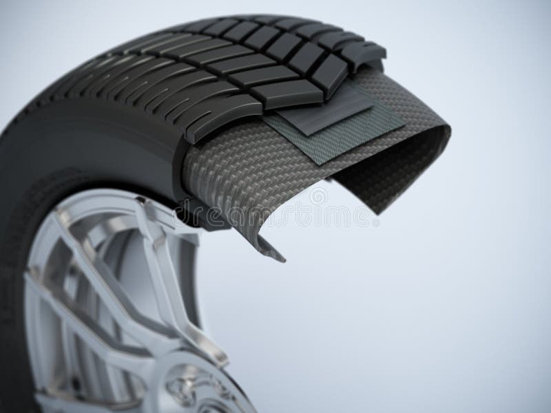 Illustration Showing Inner Structure of Car Tyre and Wheel on Gray ...