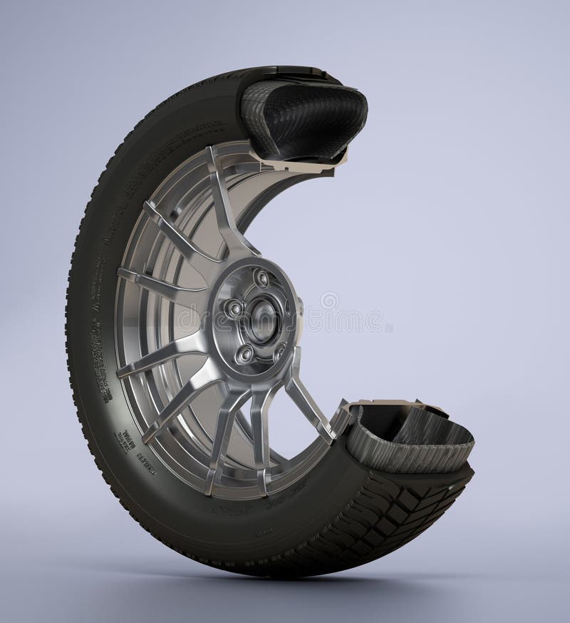 Illustration Showing Inner Structure of Car Tyre and Wheel on Gray ...