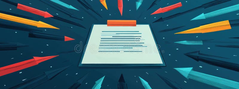 Illustration Showing Multiple Arrows Converging Towards Document ...