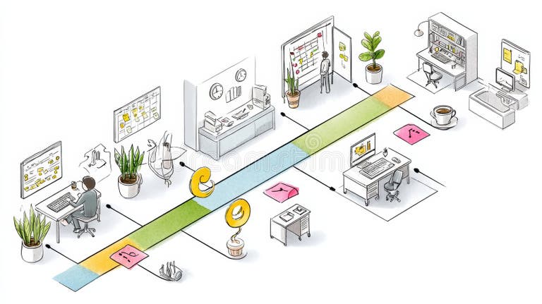 Productive Student daily Workflow Illustrated with a Clear Timeline and ...