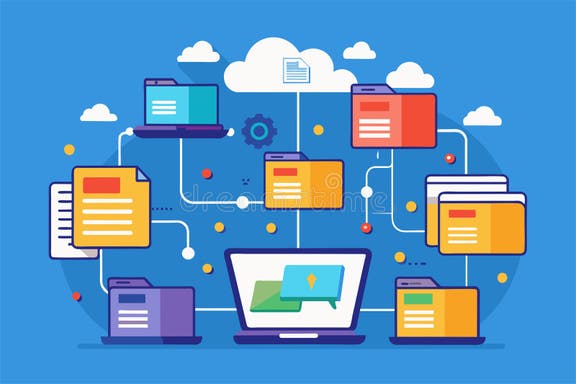 Illustration Showing the Process of Syncing Folders Across Multiple ...