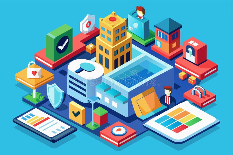 An Illustration Showing Security Measures in a City: Surveillance ...