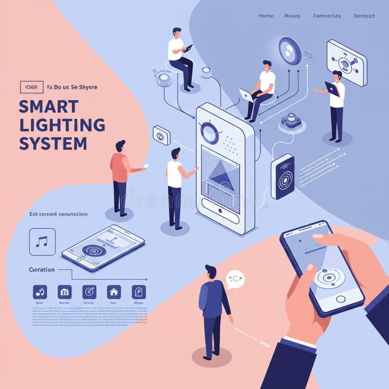 Illustration Showing a "Smart Lighting System" Concept. Features Five ...