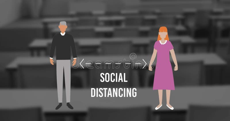 Illustration Showing Social Distancing between Two People in Classroom ...