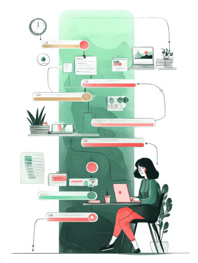 Workflow Illustration Depicting a Students Productive Day Timeline with ...