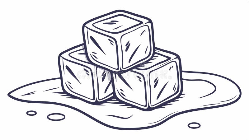 Three Ice Cubes Melting in a Puddle of Water, Cooling or Change Vector ...