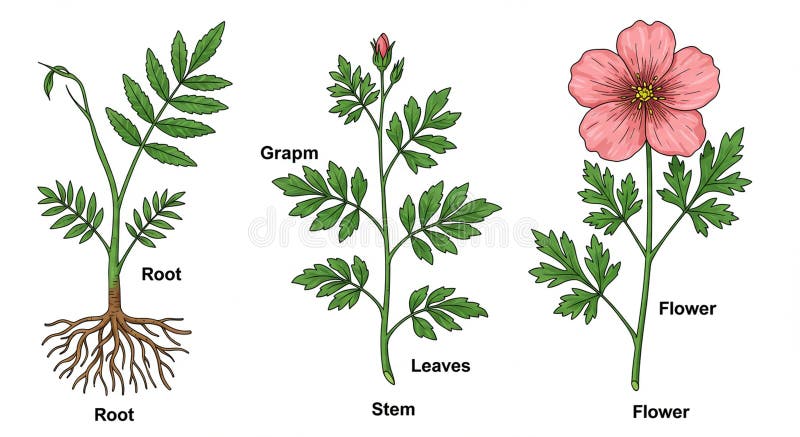 Illustration Showing Three Stages of Plant Development. the First Image ...