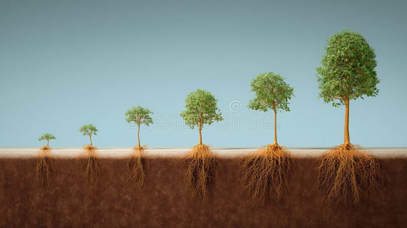 Tree Growth and Root Development Stages. Educational Environmental ...
