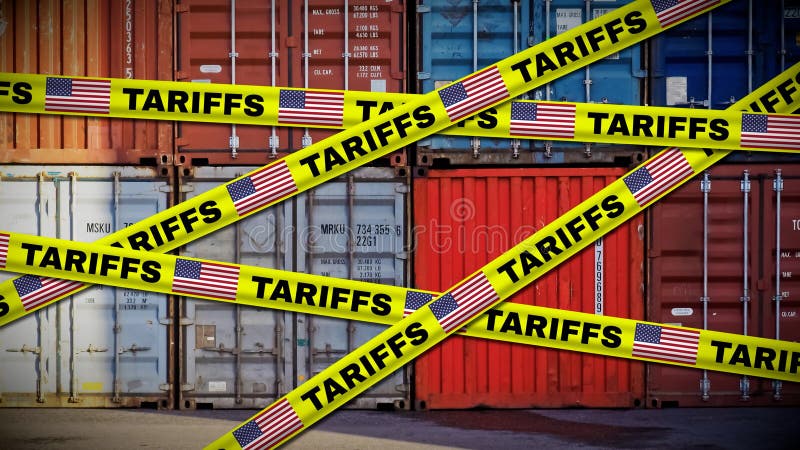 Illustration Showing US Tariffs Over Foreign Containers Stock Photo ...