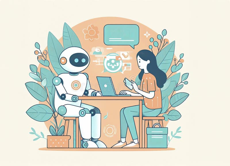 An Illustration Showing the Work of People with Artificial Intelligence ...